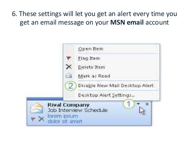 Desktop alert notification for MSN