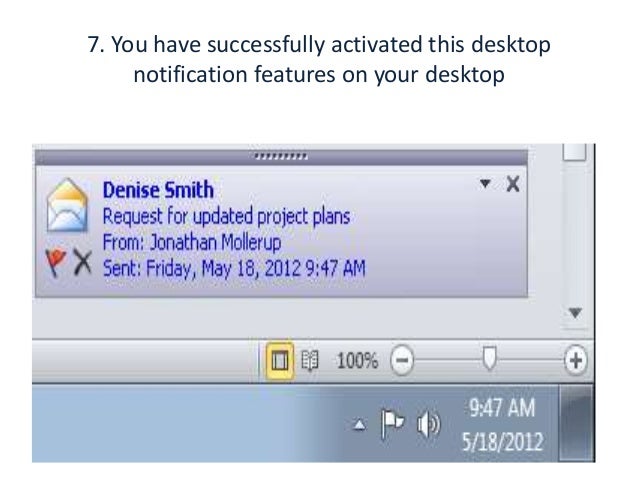 Desktop alert notification for MSN