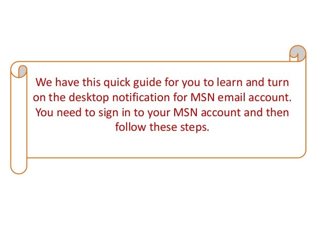 Desktop alert notification for MSN