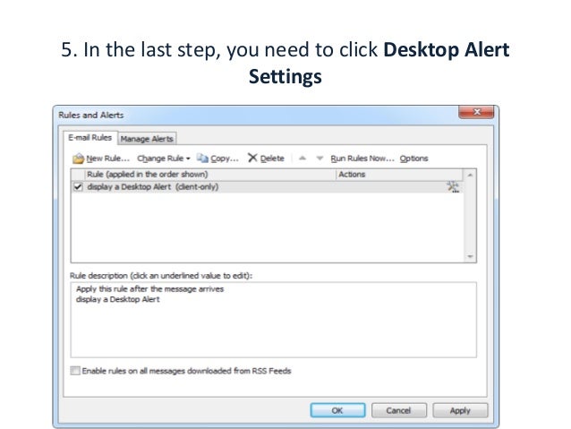 Desktop alert notification for MSN