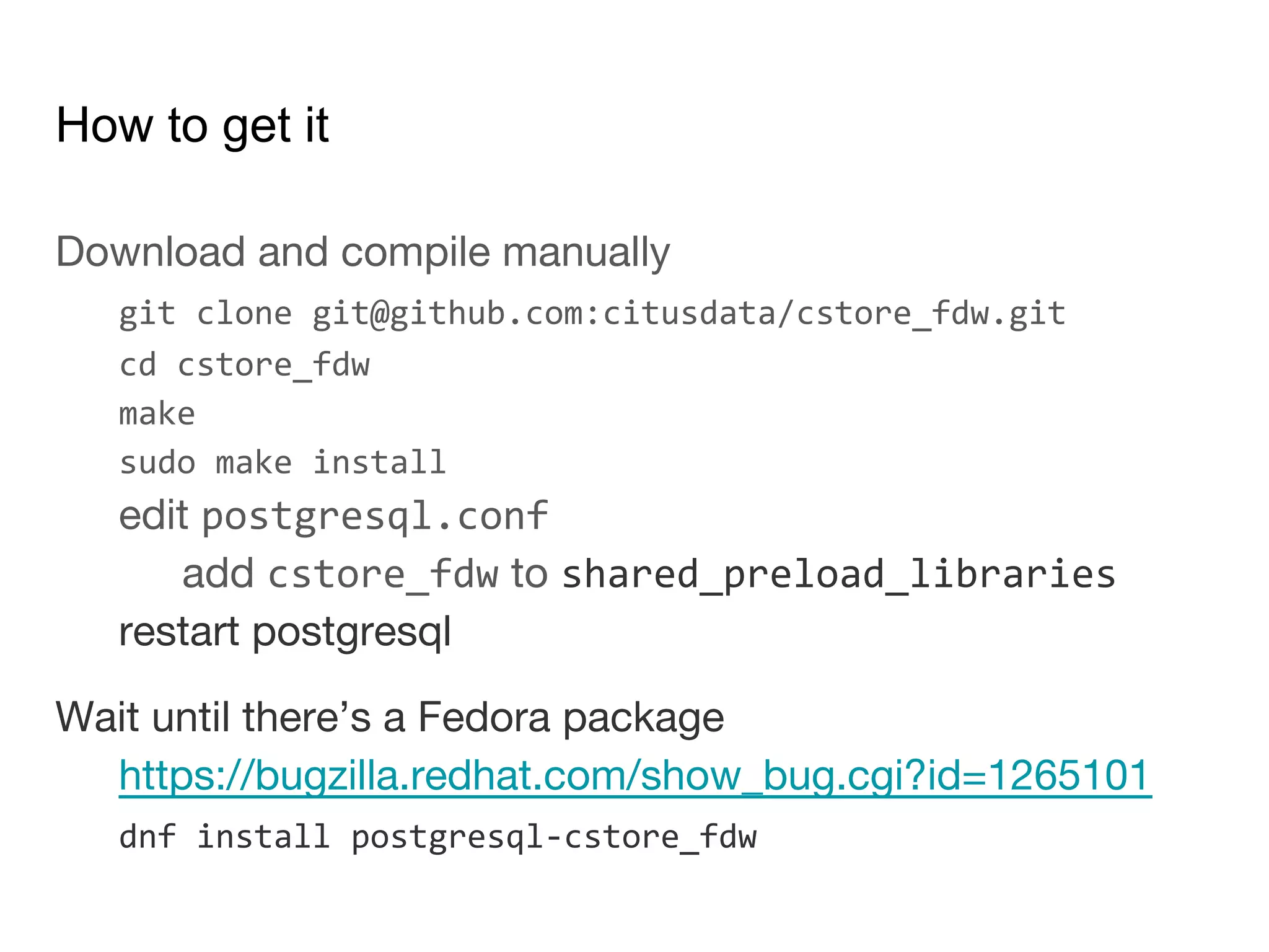 Let's turn your PostgreSQL into columnar store with cstore_fdw | PPT
