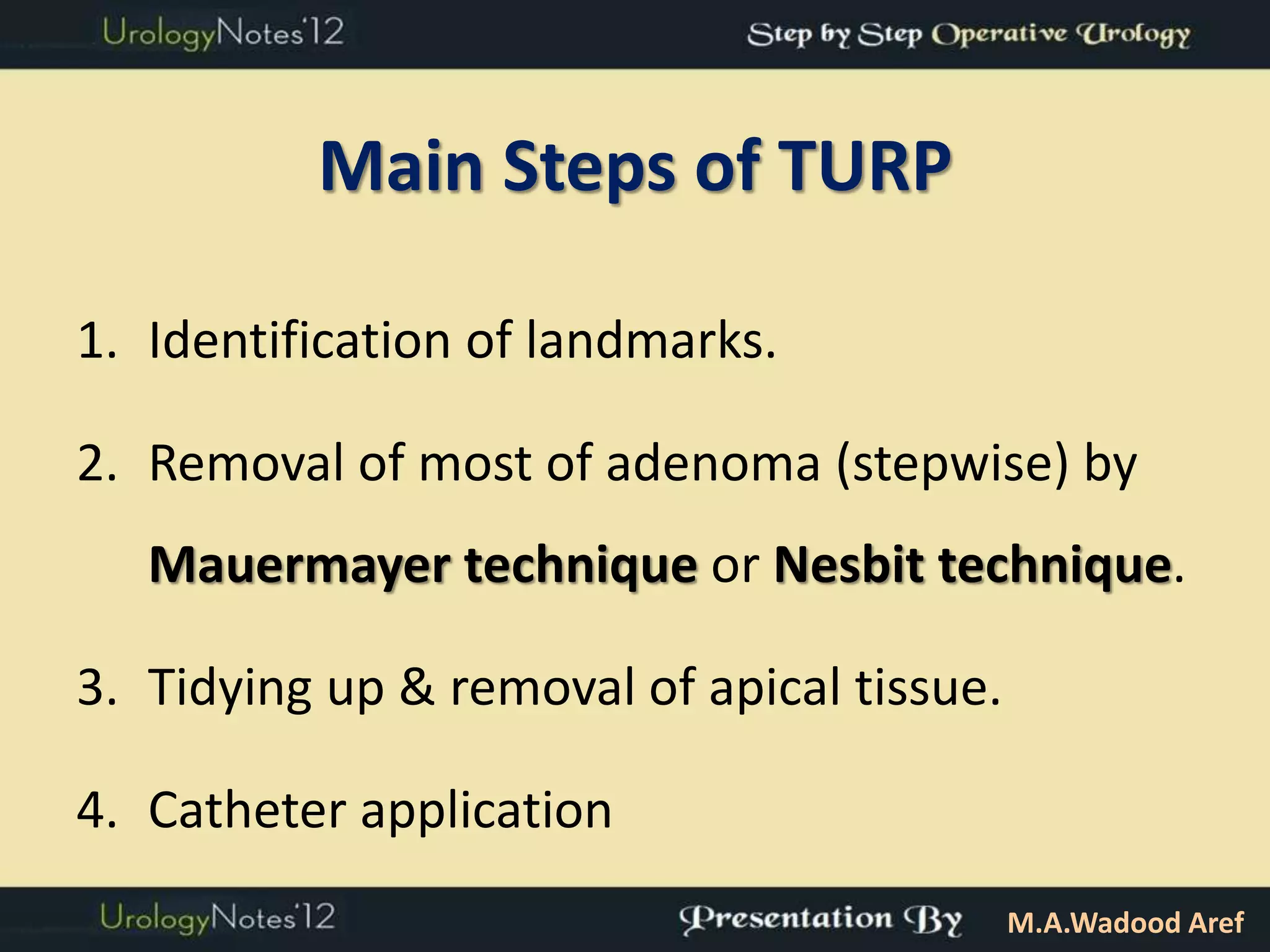 TURP step by step operative urology | PDF