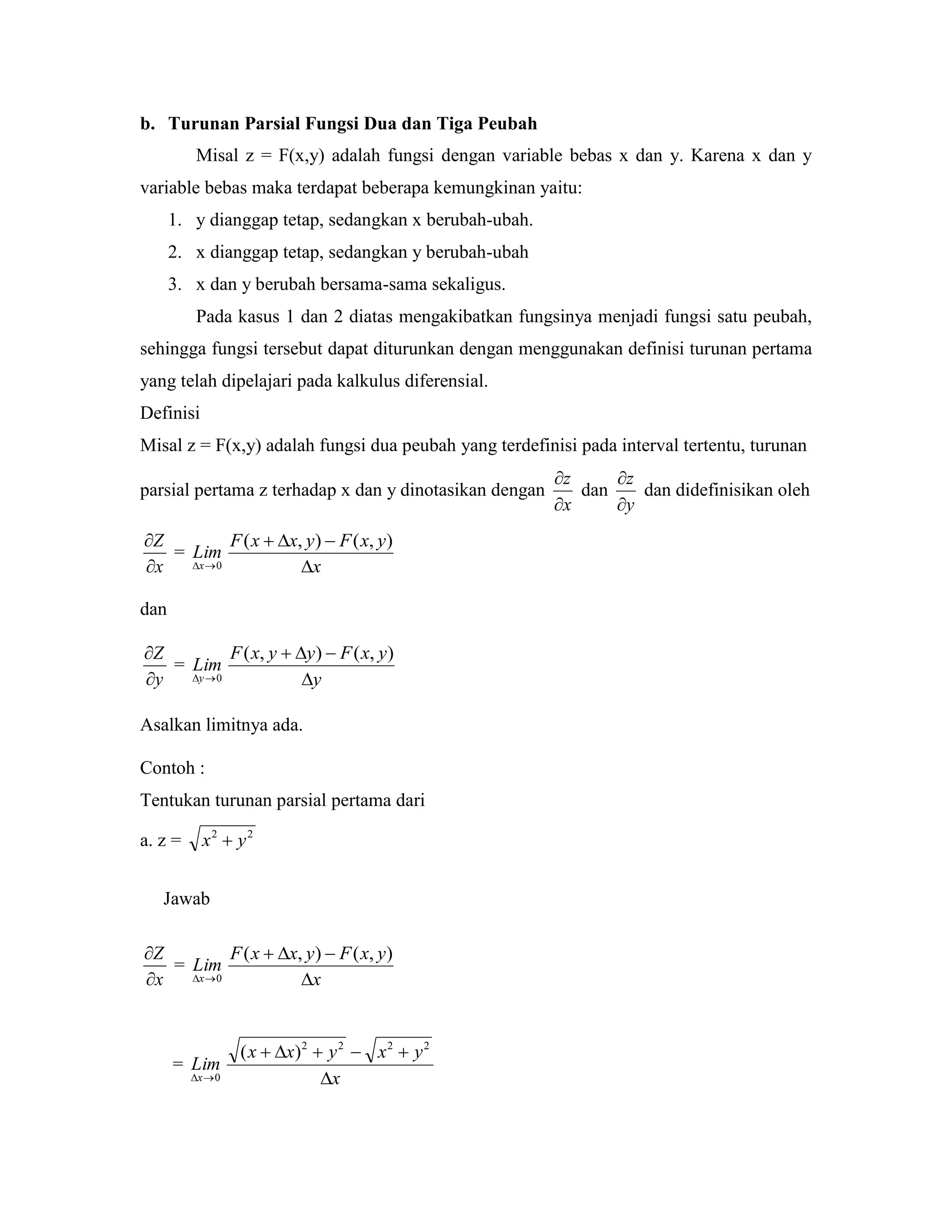 Turuna parsial fungsi dua peubah atau lebih | PDF