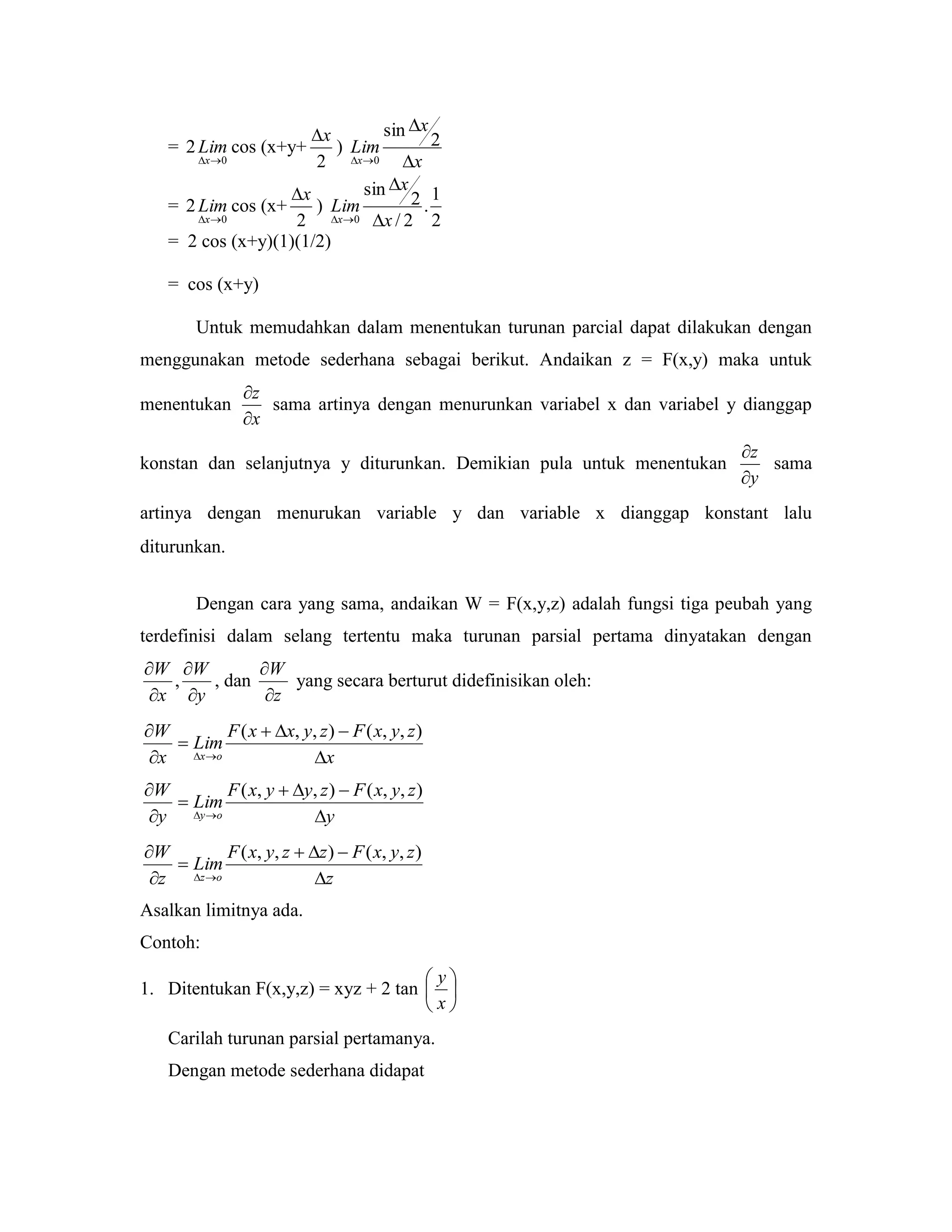 Turuna parsial fungsi dua peubah atau lebih | PDF