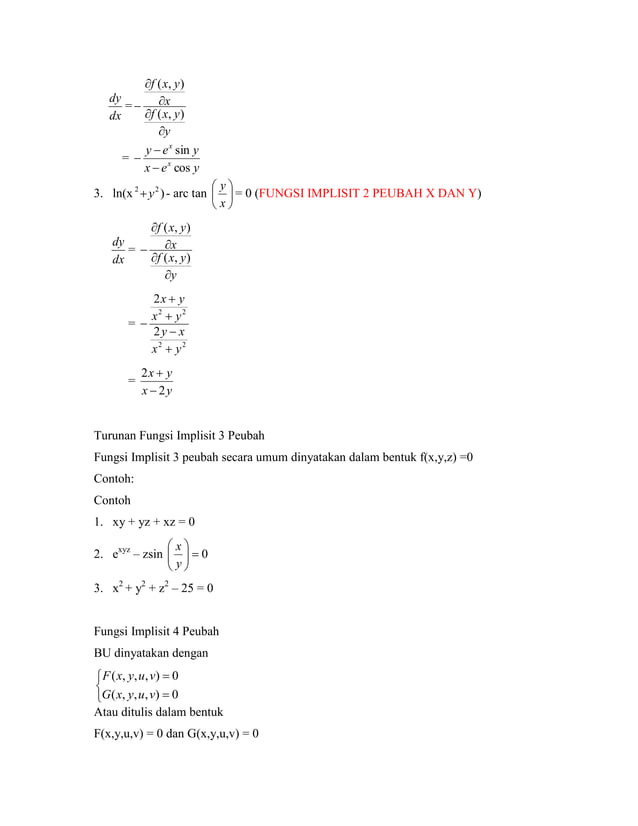 Turuna parsial fungsi dua peubah atau lebih | PDF