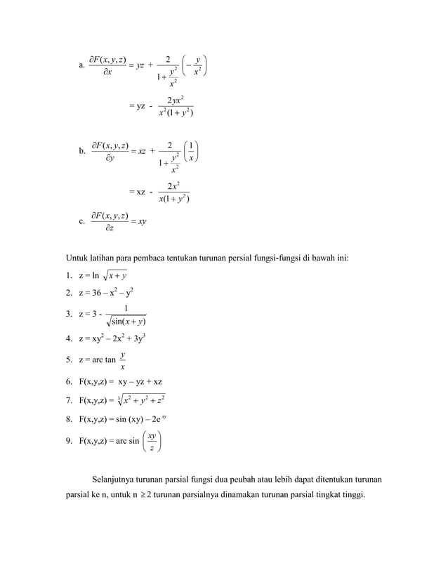 Turuna parsial fungsi dua peubah atau lebih | PDF