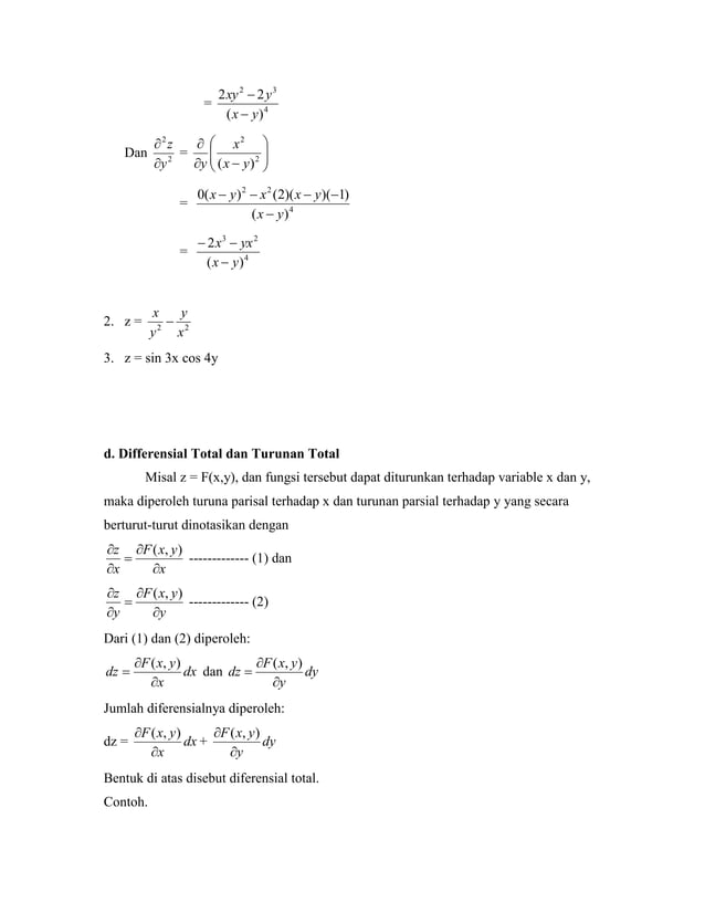 Turuna parsial fungsi dua peubah atau lebih | PDF