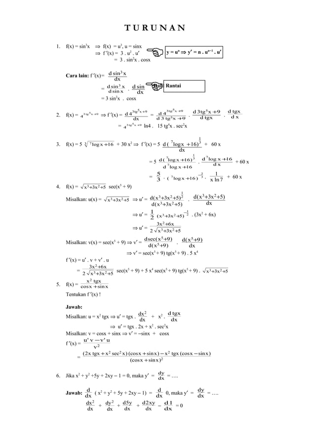 Turunan matematika | PDF