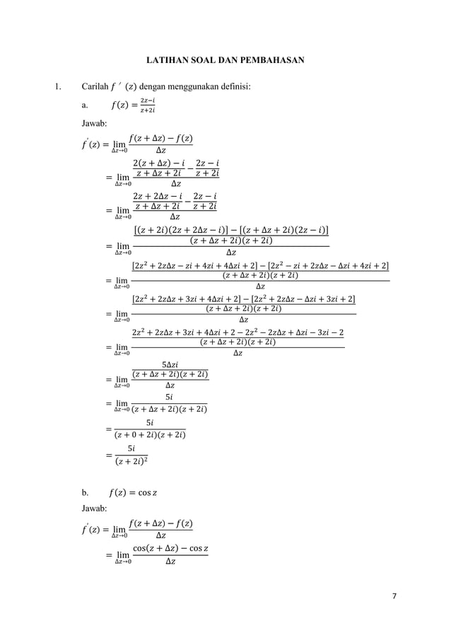 Turunan Fungsi Kompleks | PDF