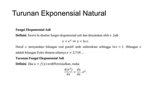 TURUNAN FUNGSI logaritma Natural Materi Kelas XII | PPTX