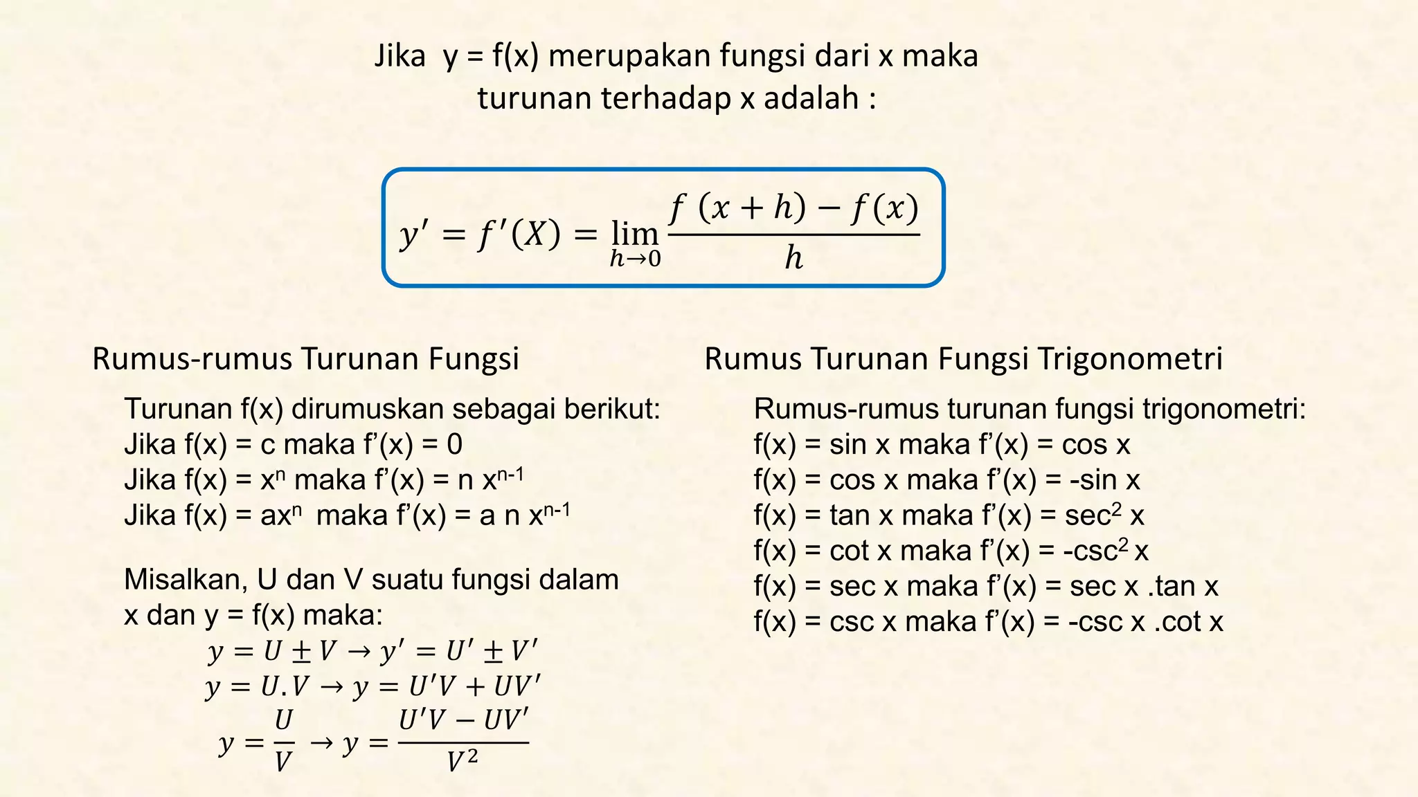 Turunan fungsi trigonometri | PPTX