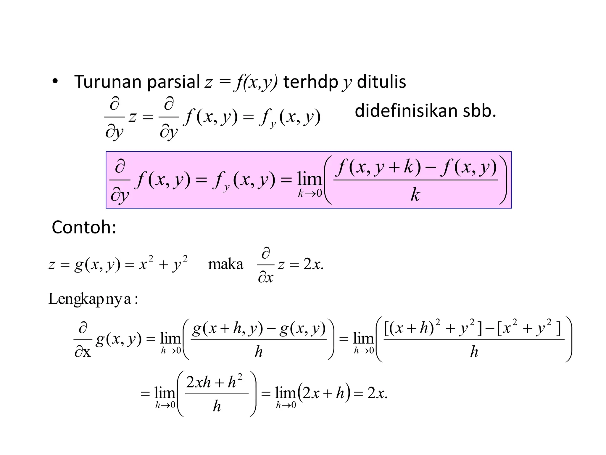 Ringkasan Materi Turunan Parsial Matematika | PDF