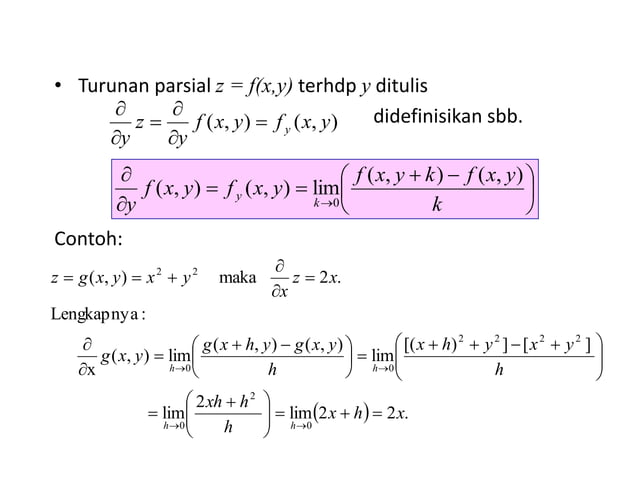 Ringkasan Materi Turunan Parsial Matematika | PDF