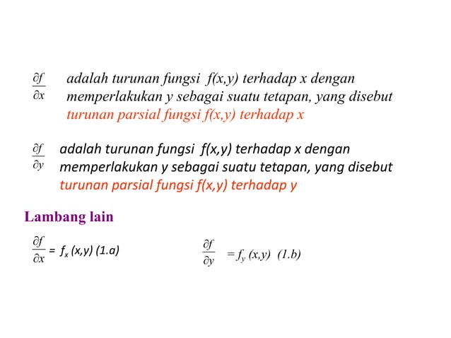 Ringkasan Materi Turunan Parsial Matematika | PDF