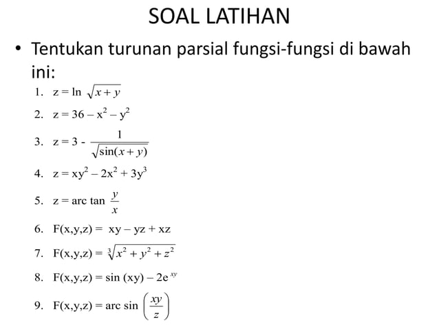 Ringkasan Materi Turunan Parsial Matematika | PDF