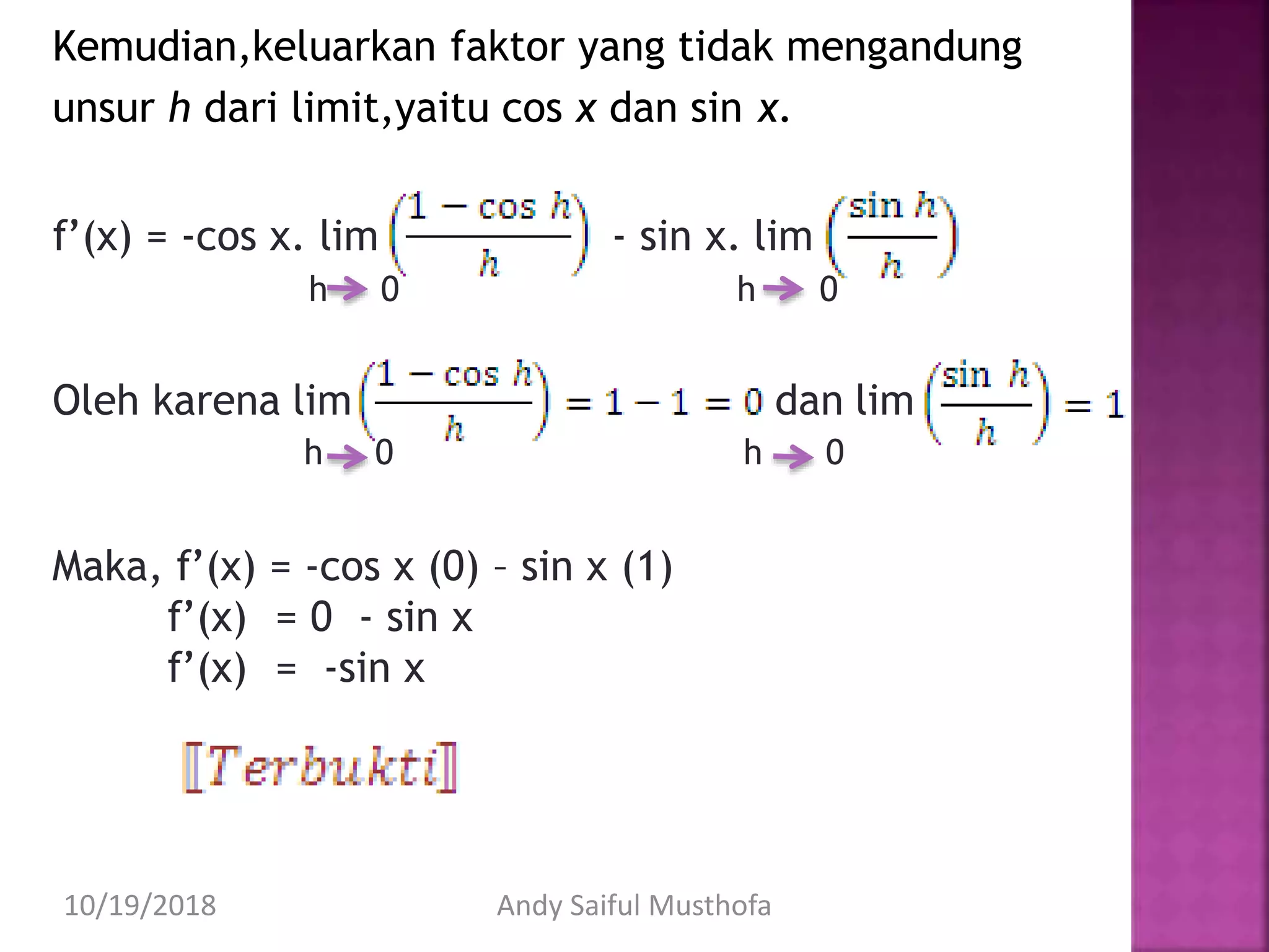 Turunan Trigonometri (sin, cos, tan) | PPTX
