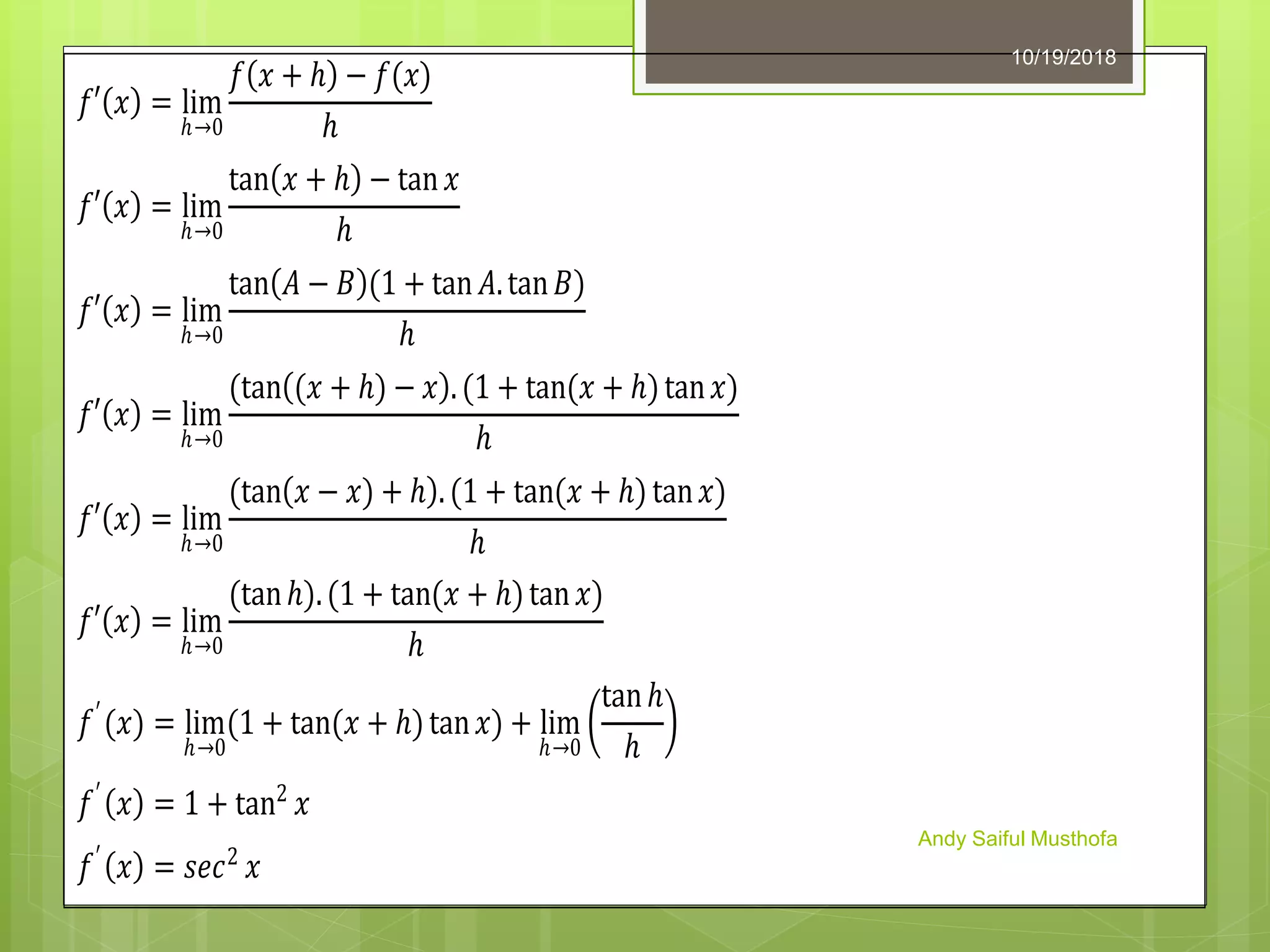 Turunan Trigonometri (sin, cos, tan) | PPTX