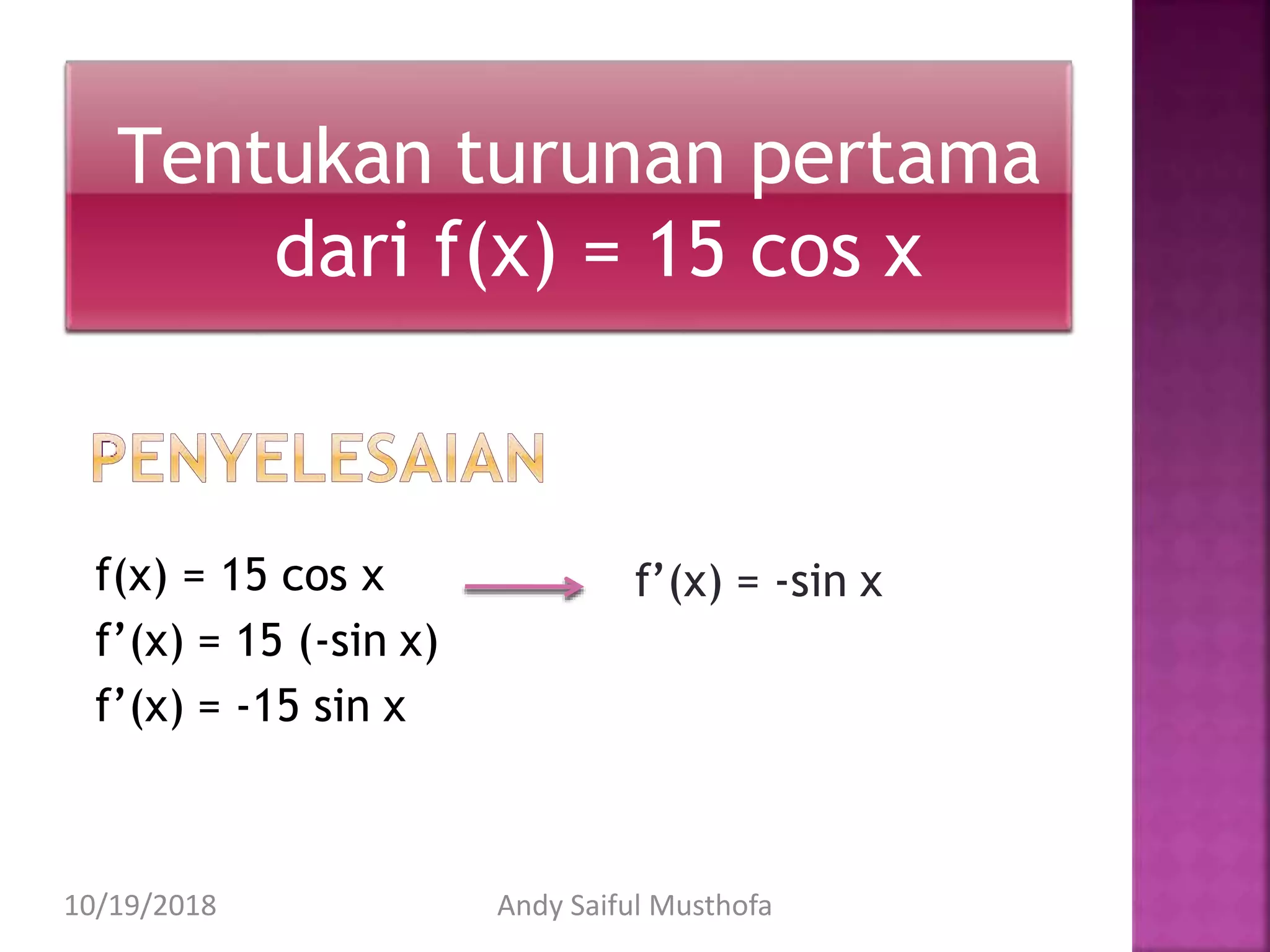 Turunan Trigonometri (sin, cos, tan) | PPTX