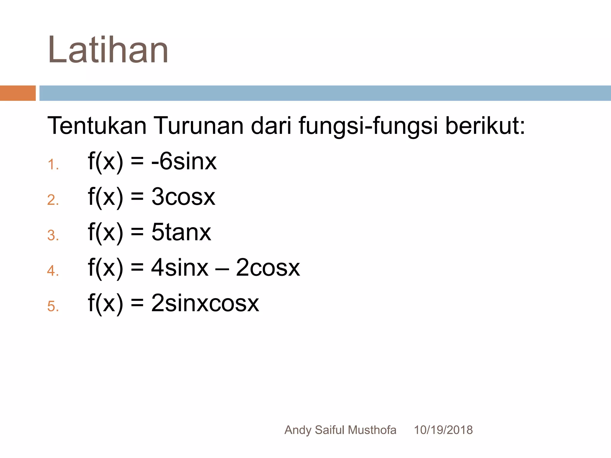 Turunan Trigonometri (sin, cos, tan) | PPTX