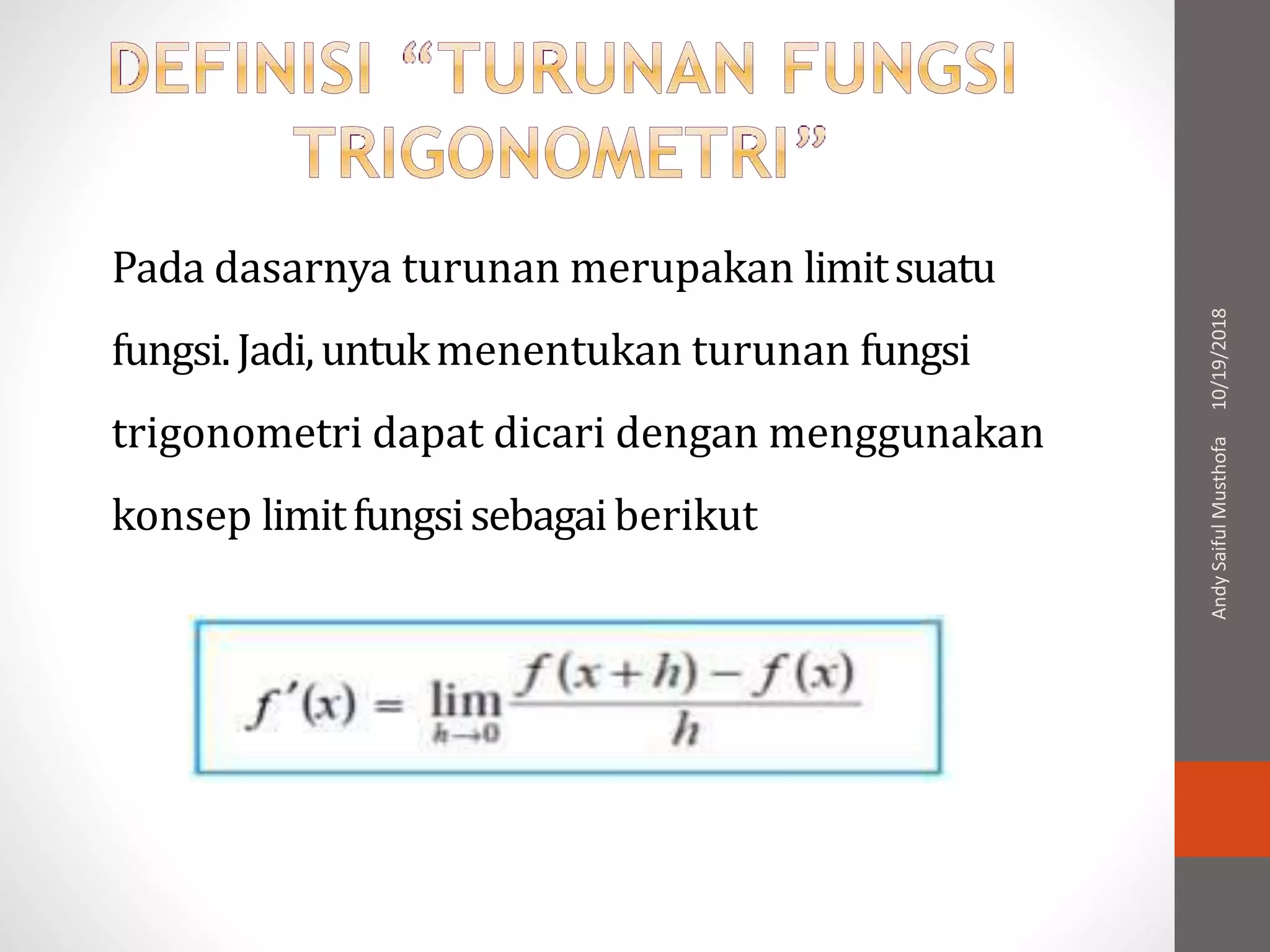 Turunan Trigonometri (sin, cos, tan) | PPTX