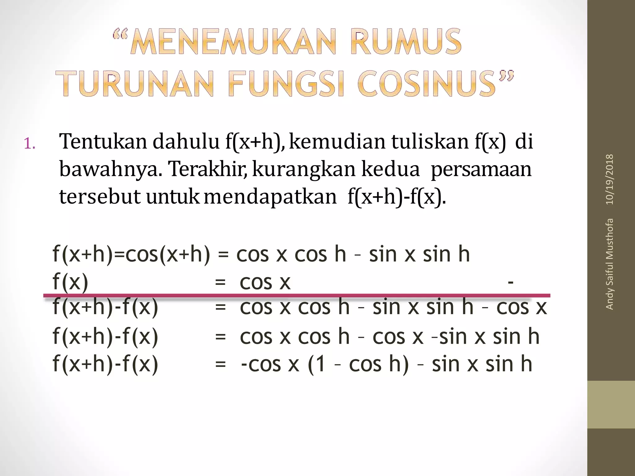 Turunan Trigonometri (sin, cos, tan) | PPTX