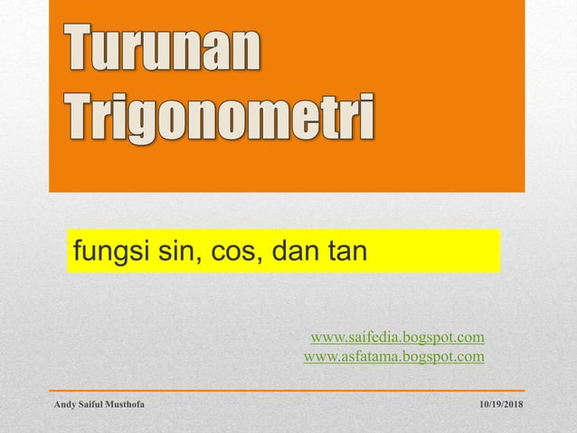 Turunan Trigonometri (sin, cos, tan) | PPTX