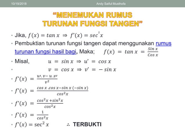 Turunan Trigonometri (sin, cos, tan) | PPTX