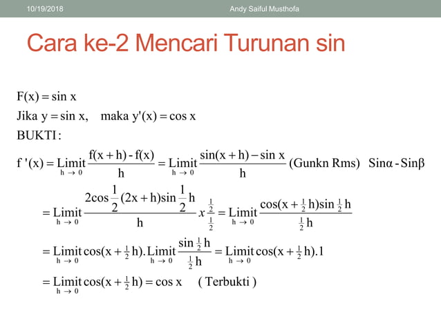 Turunan Trigonometri (sin, cos, tan) | PPTX