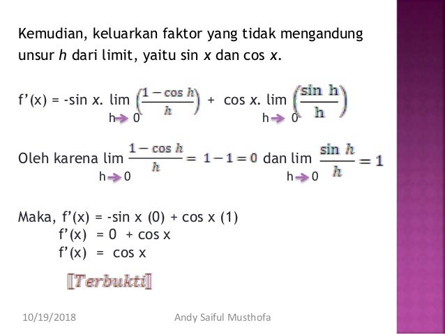 Turunan Trigonometri (sin, cos, tan)