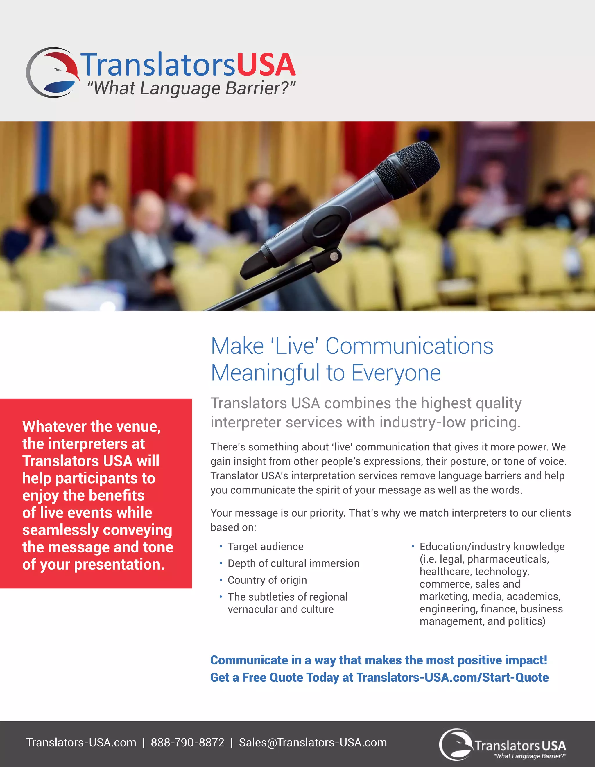 Translators USA, LLC - interpretation services | PDF