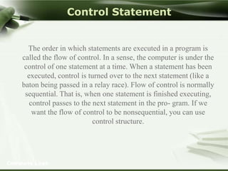 Control Structures in Visual Basic | PPSX