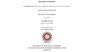 Machine Learning Internship Presentation | PPTX