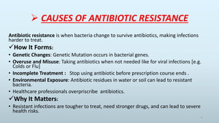 ANTIBIOTICS RESISTANCE AND THEIR CAUSES ,IMPACTS | PDF