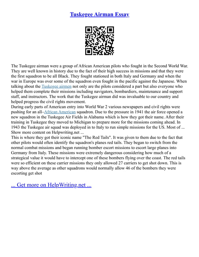 Tuskegee Airman Essay | PDF