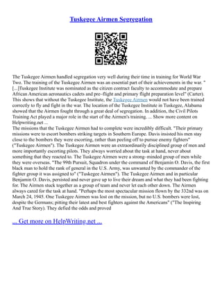Tuskegee Airman Essay | PDF