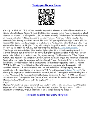 Tuskegee Airmen Essay | PDF