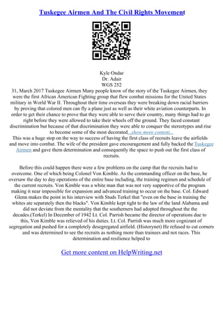 Tuskegee Airmen Essay | PDF
