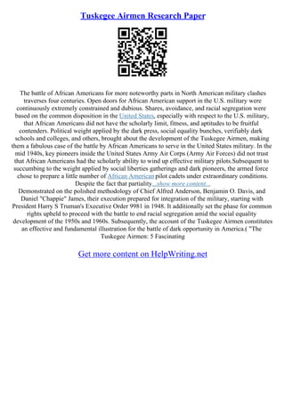 Tuskegee Airmen Essay | PDF