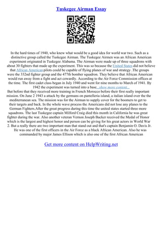 Tuskegee Airmen Essay | PDF
