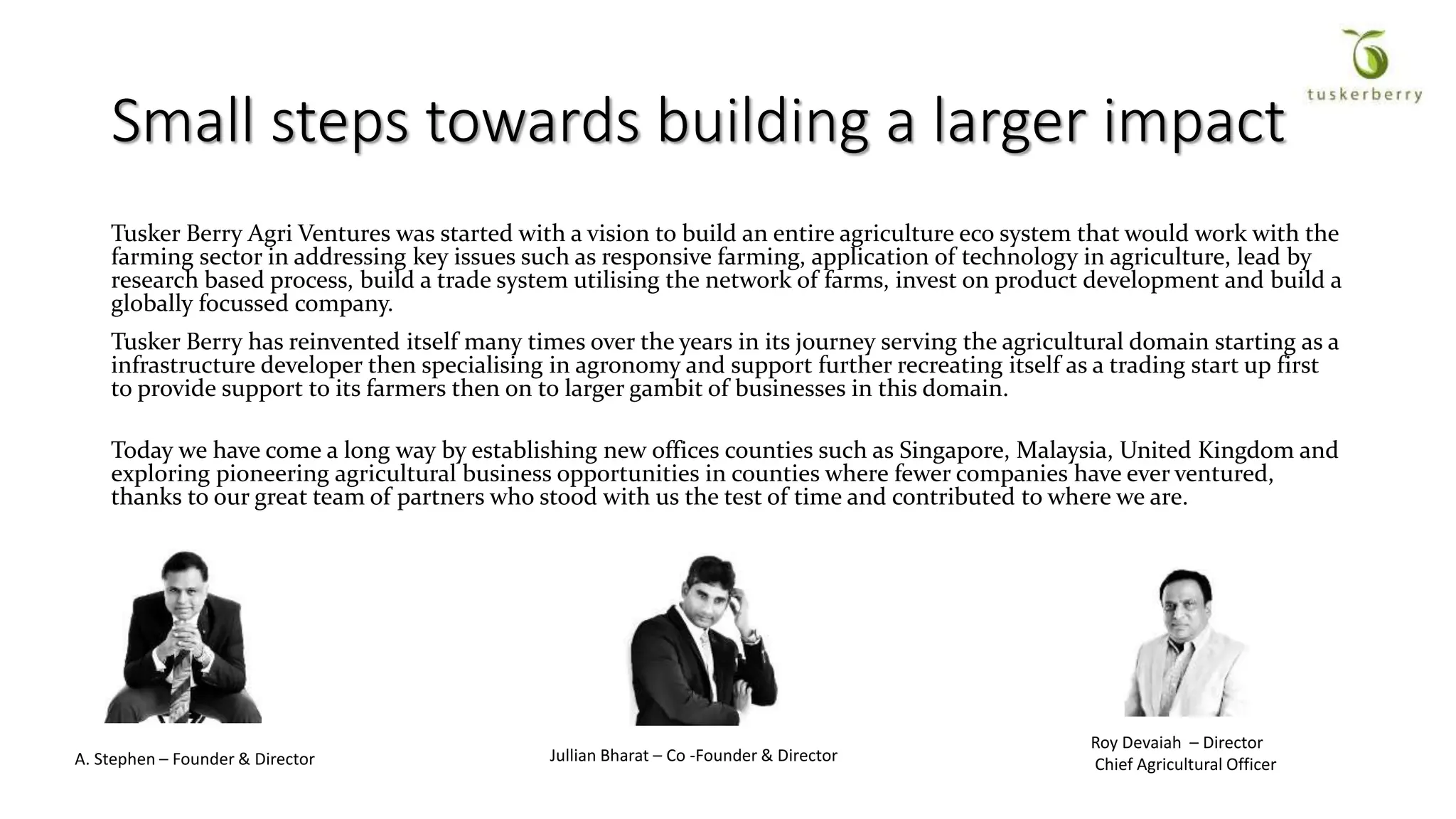 Tusker Berry ( Agri Ventures ) 2018 | PPTX