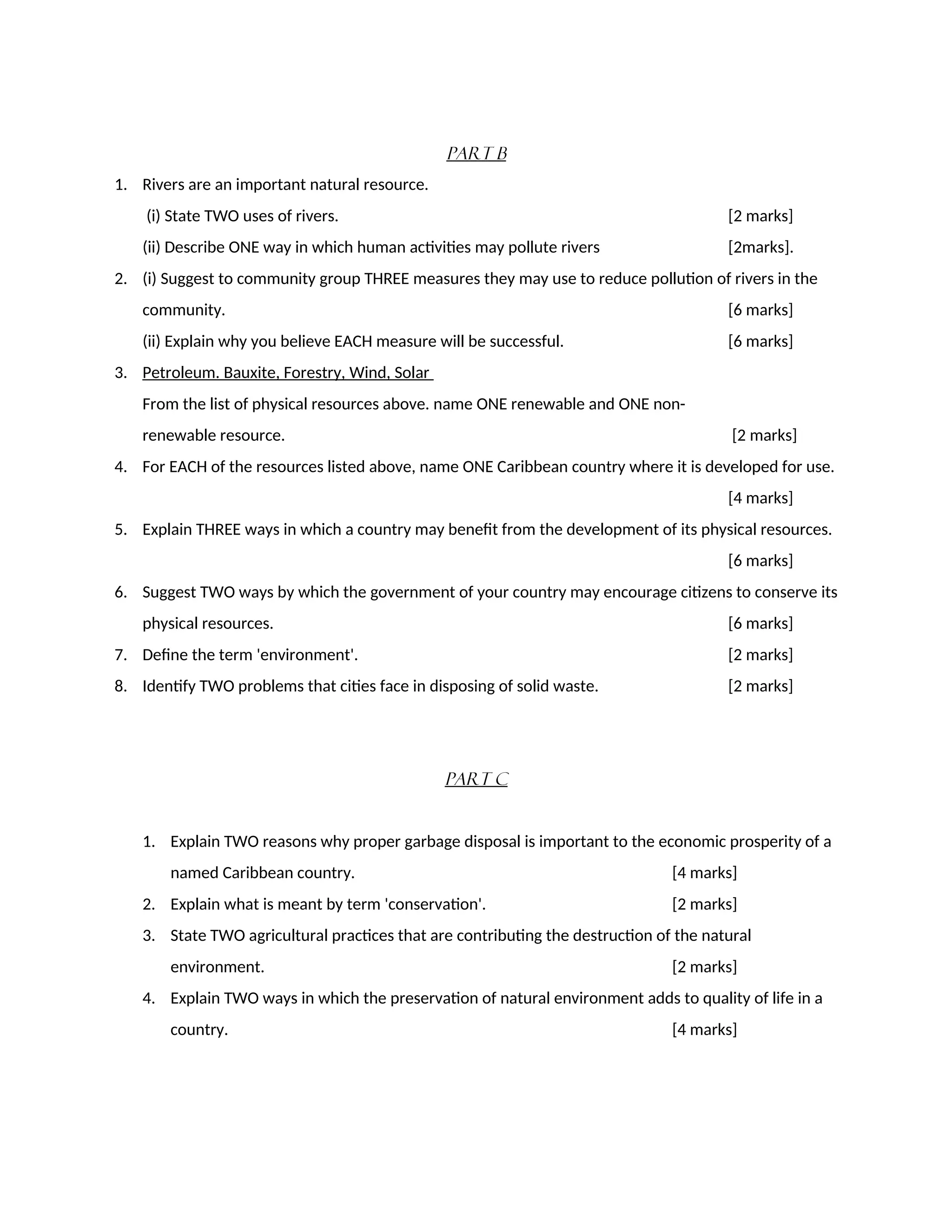 TUT. 2.1 Natural Resources Practice questions | DOC