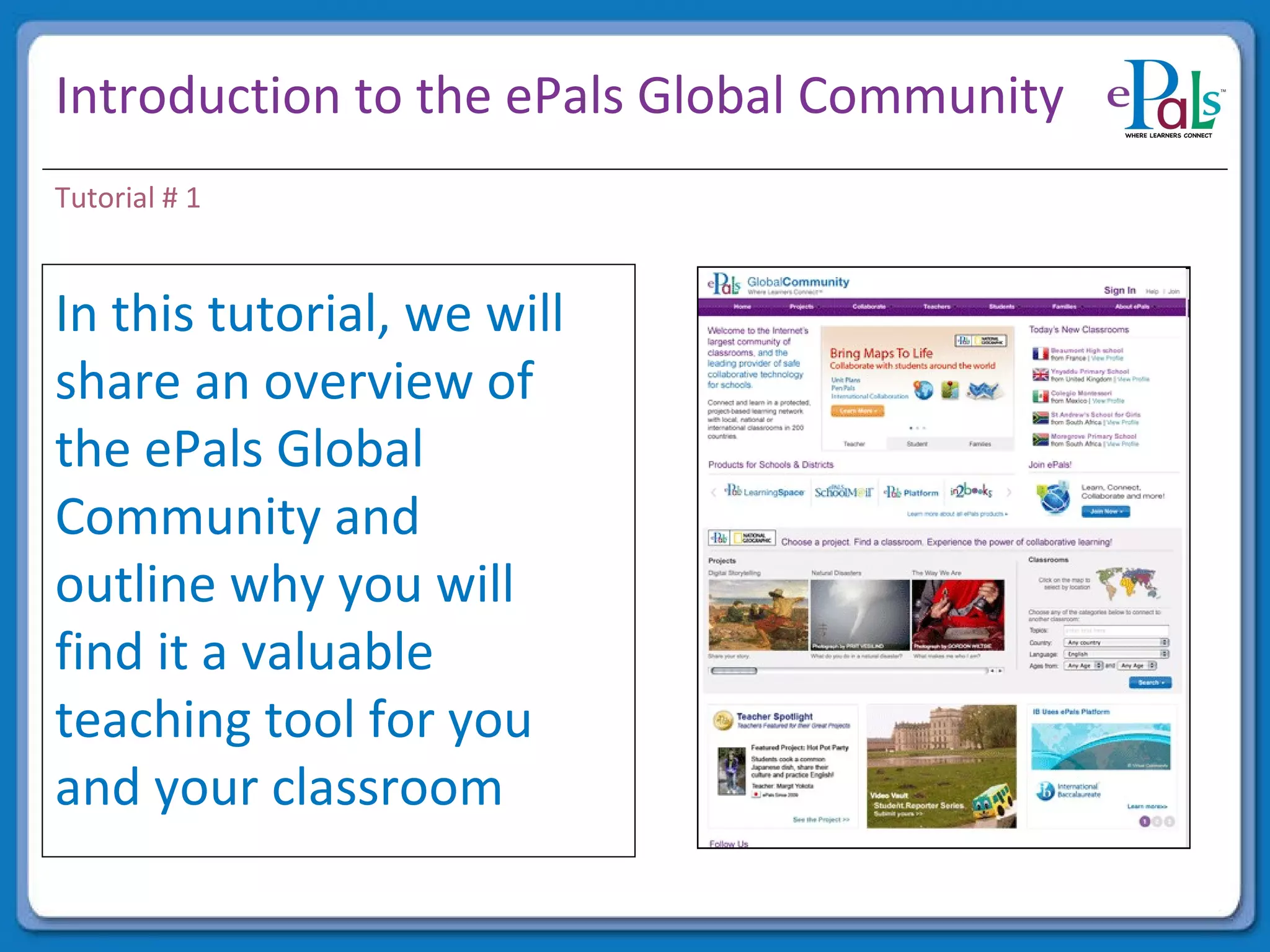 Introduction to the ePals GlobalCommunity | PPT