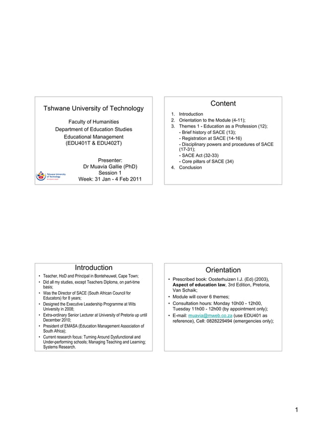 Tut edu401 session 1 - handouts | PDF