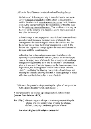 Association Law - Charge | DOCX | Home Financing | Personal Debt