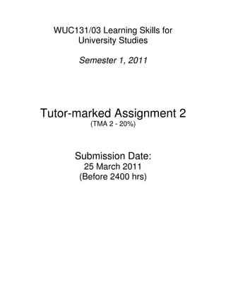 Tutor marked assignments-january-2011 | PDF