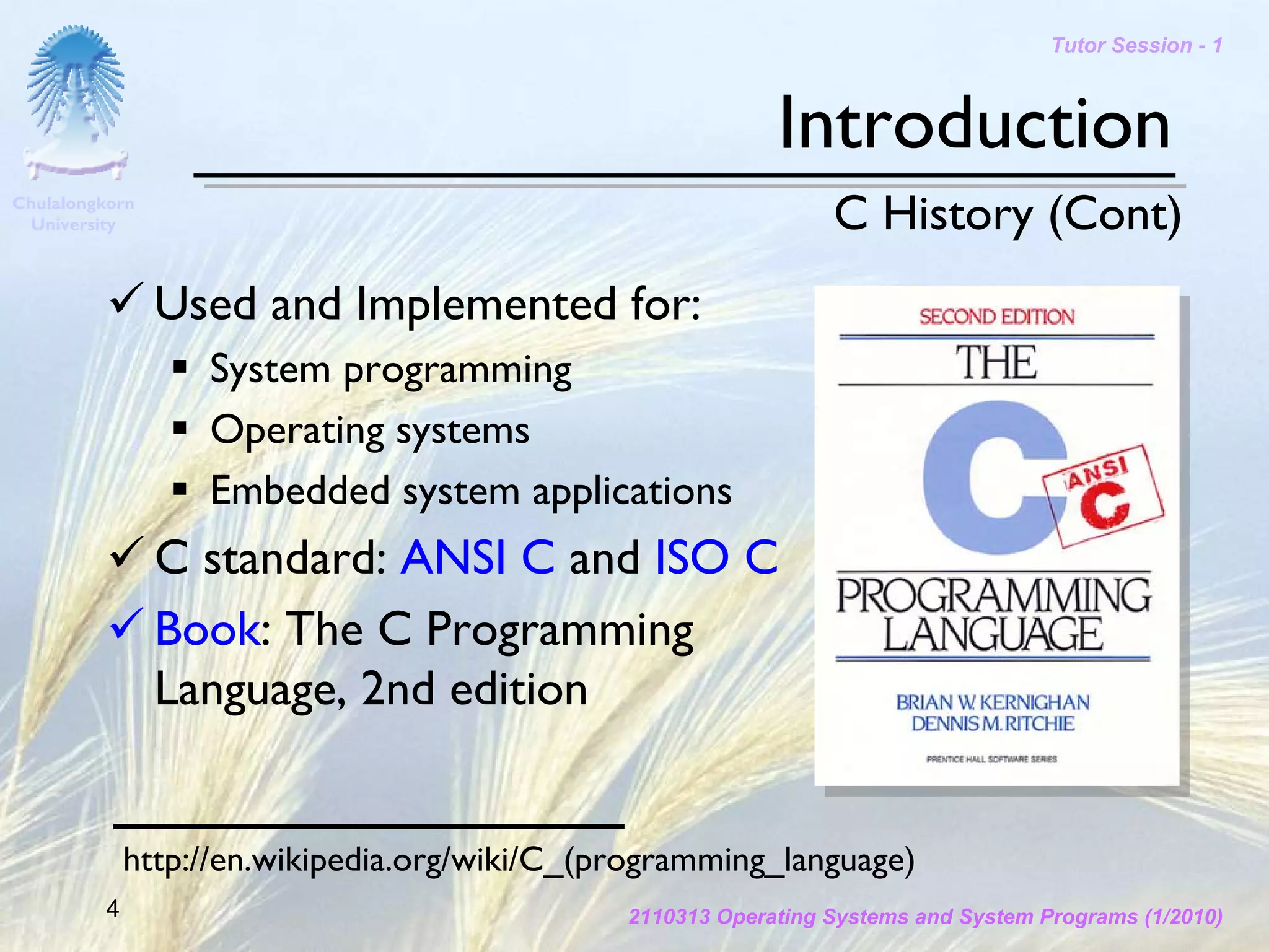 Sysprog Tutor 01 Introduction To C Programming Language Ppt 7556