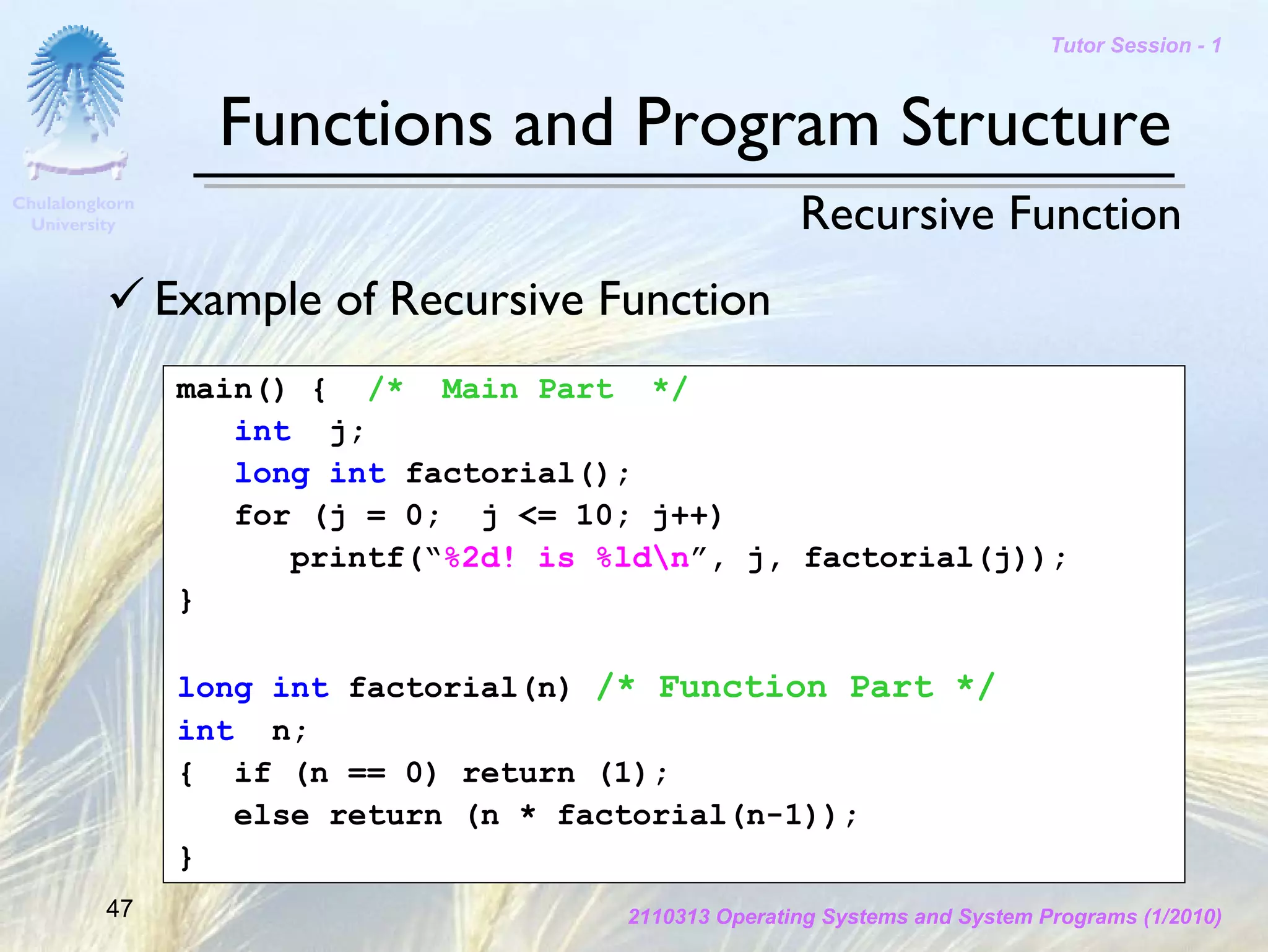 SysProg-Tutor 01 Introduction to C Programming Language | PPT