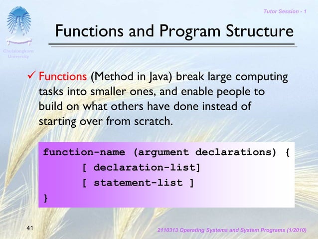 SysProg-Tutor 01 Introduction to C Programming Language | PPT