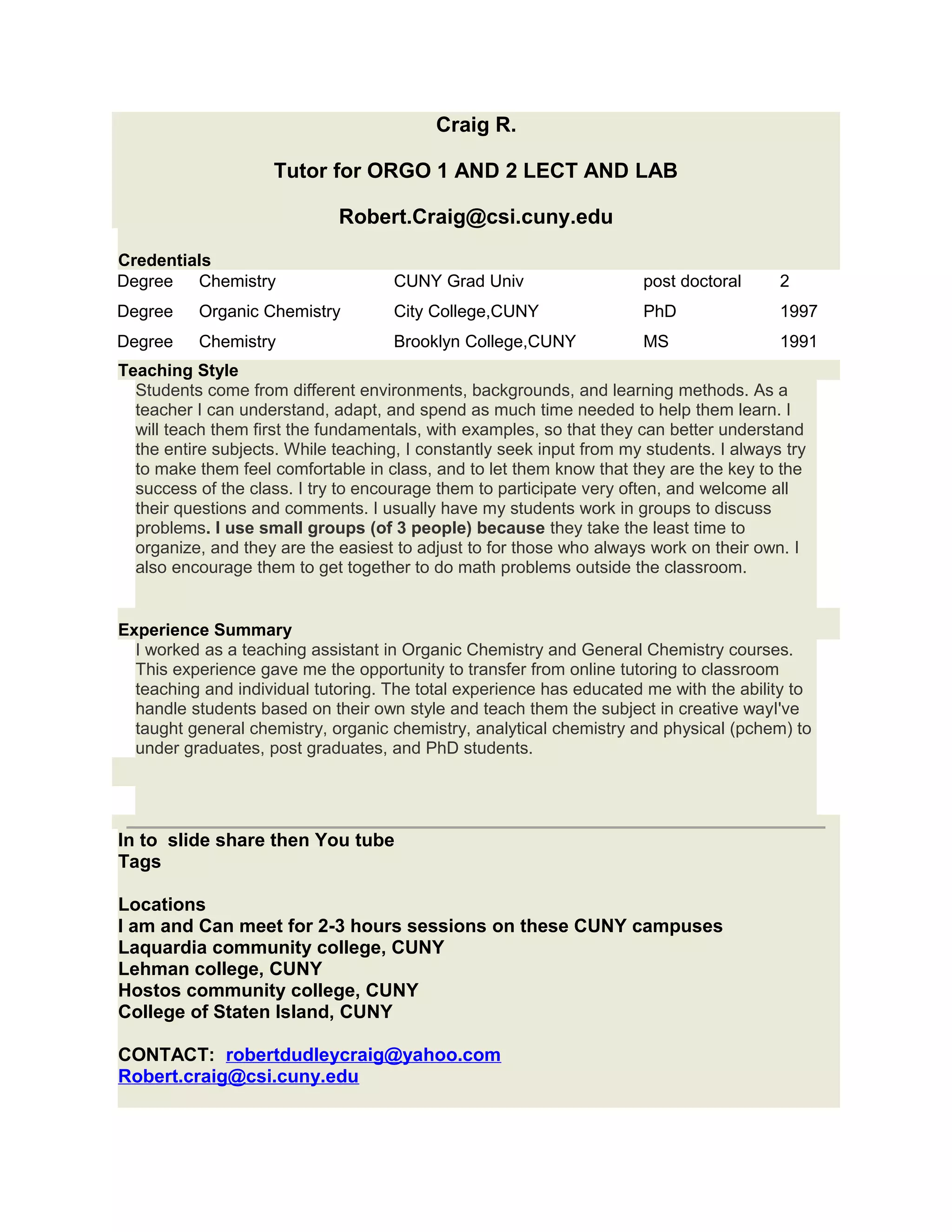 Tutor for organic chemistry 1 and 2 | DOC