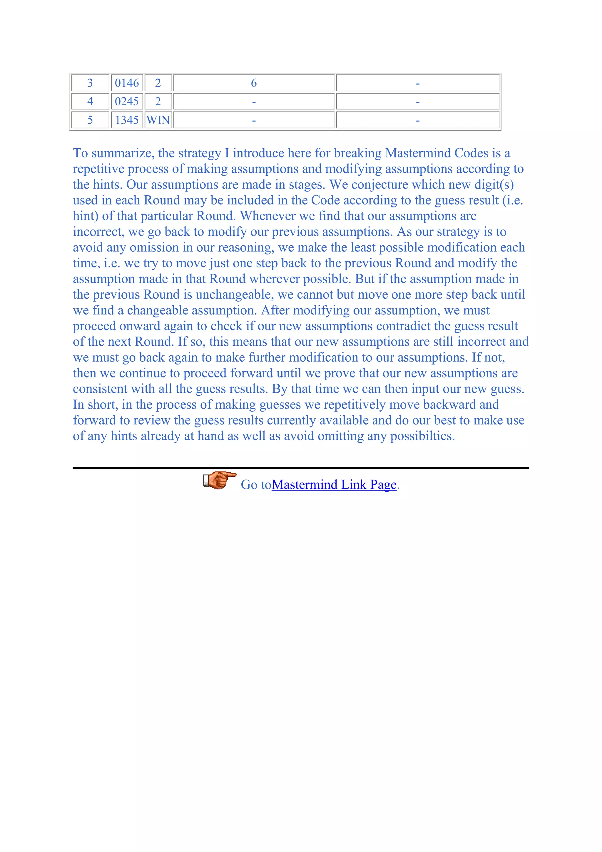 TUTORIAL ON MASTERMIND CODEBREAKING STRATEGY | DOCX